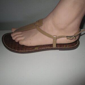 Sam Edelman | Shoes | Sam Edelman Womens Tan Faux Snake Leather Tstrap ...